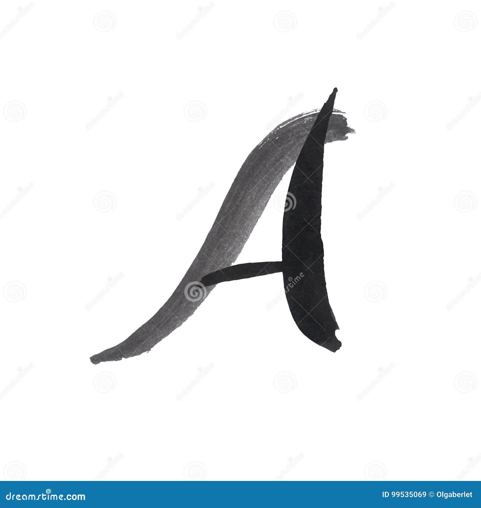 Letra a Escrita Con Tinta Negra Ilustración del Vector - Ilustración de ...