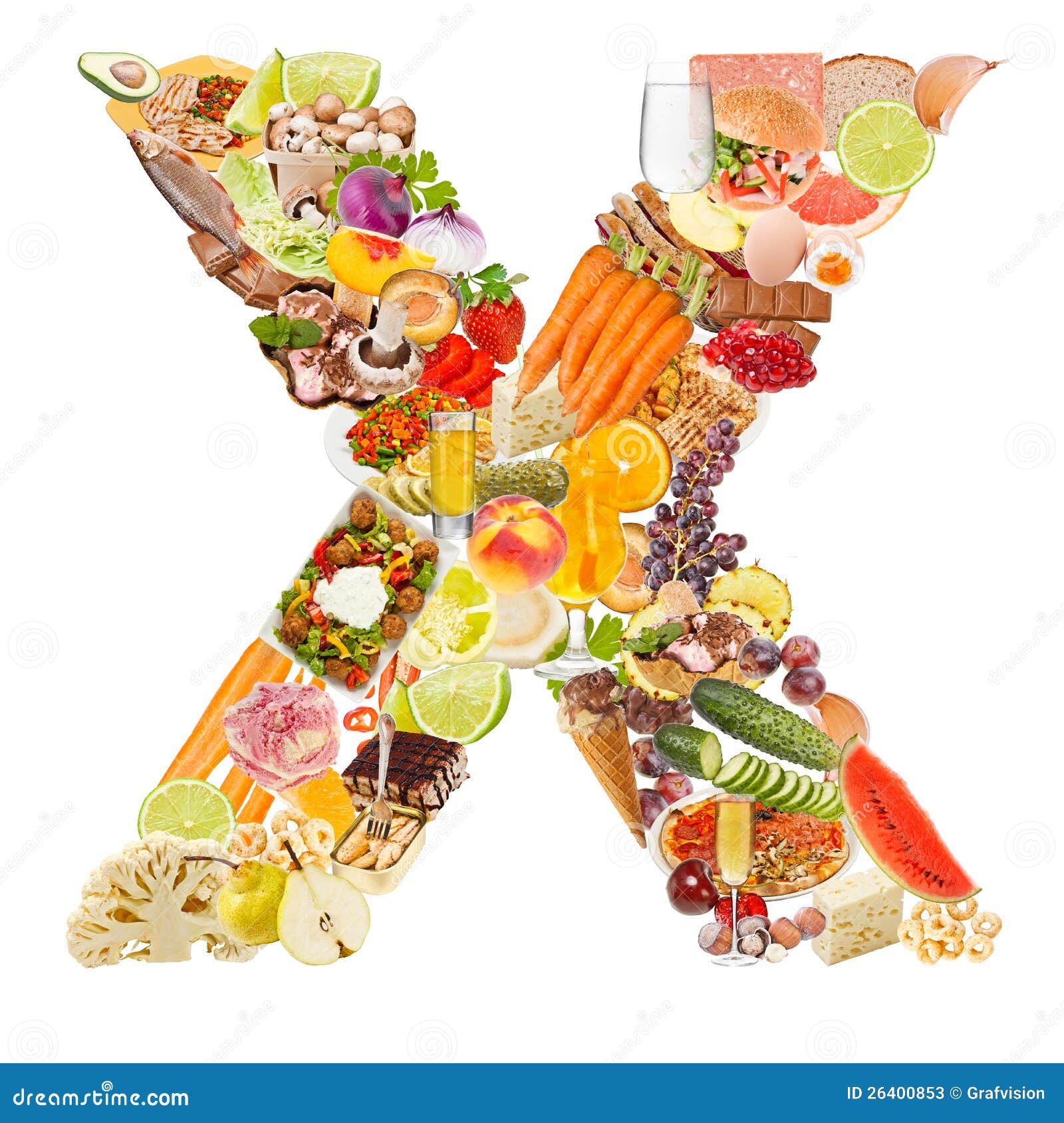 Letra X feito do alimento imagem de stock. Imagem de naughty - 26400853