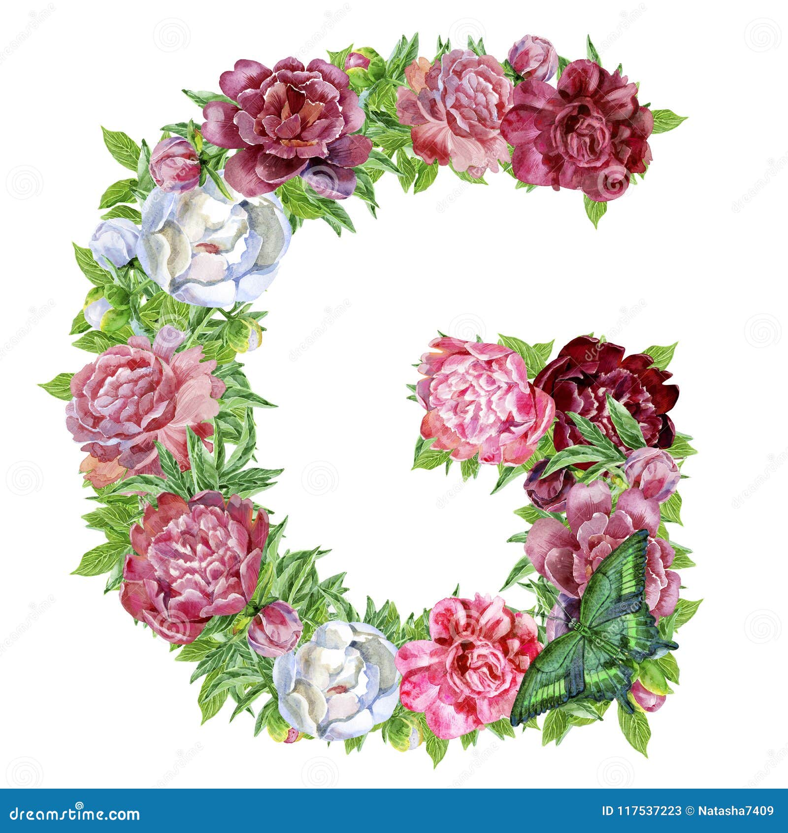 Letra G De Flores Da Aquarela Ilustração Stock - Ilustração de alfabeto ...