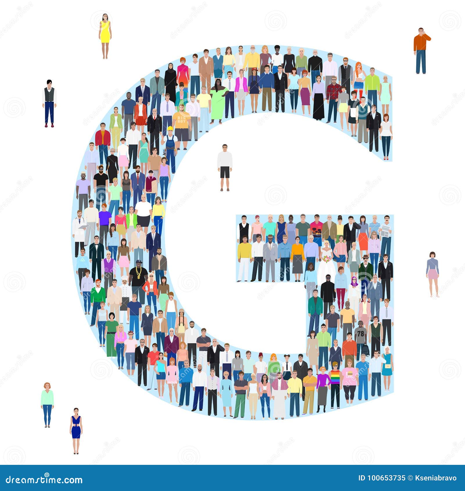 Letra G, Diversa Gente, Ejemplo Del Vector Ilustración del Vector ...