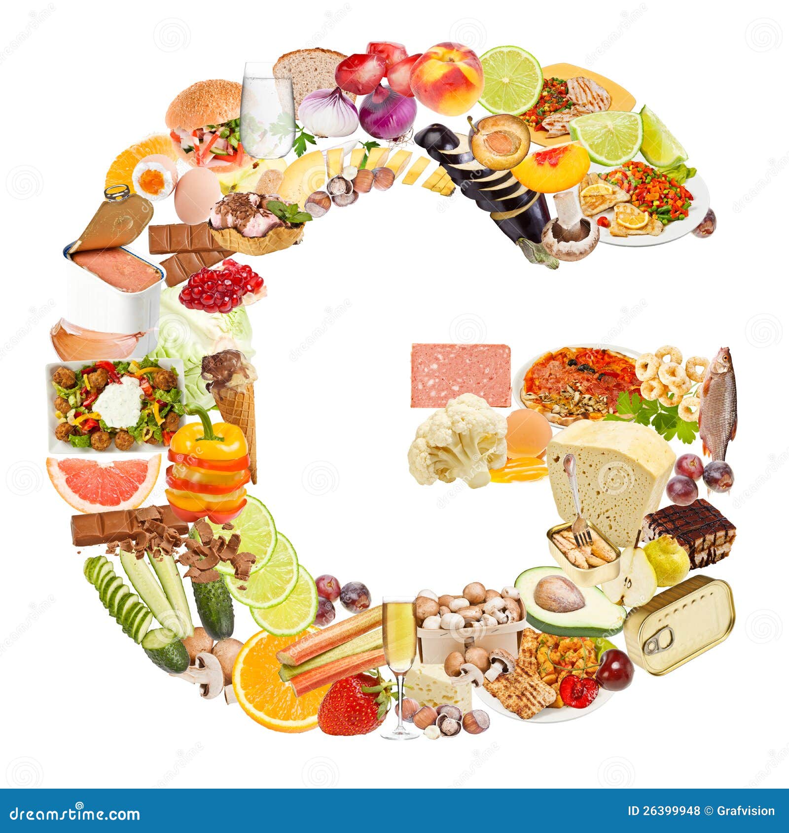 Letra G hecha de la comida foto de archivo. Imagen de fruta - 26399948