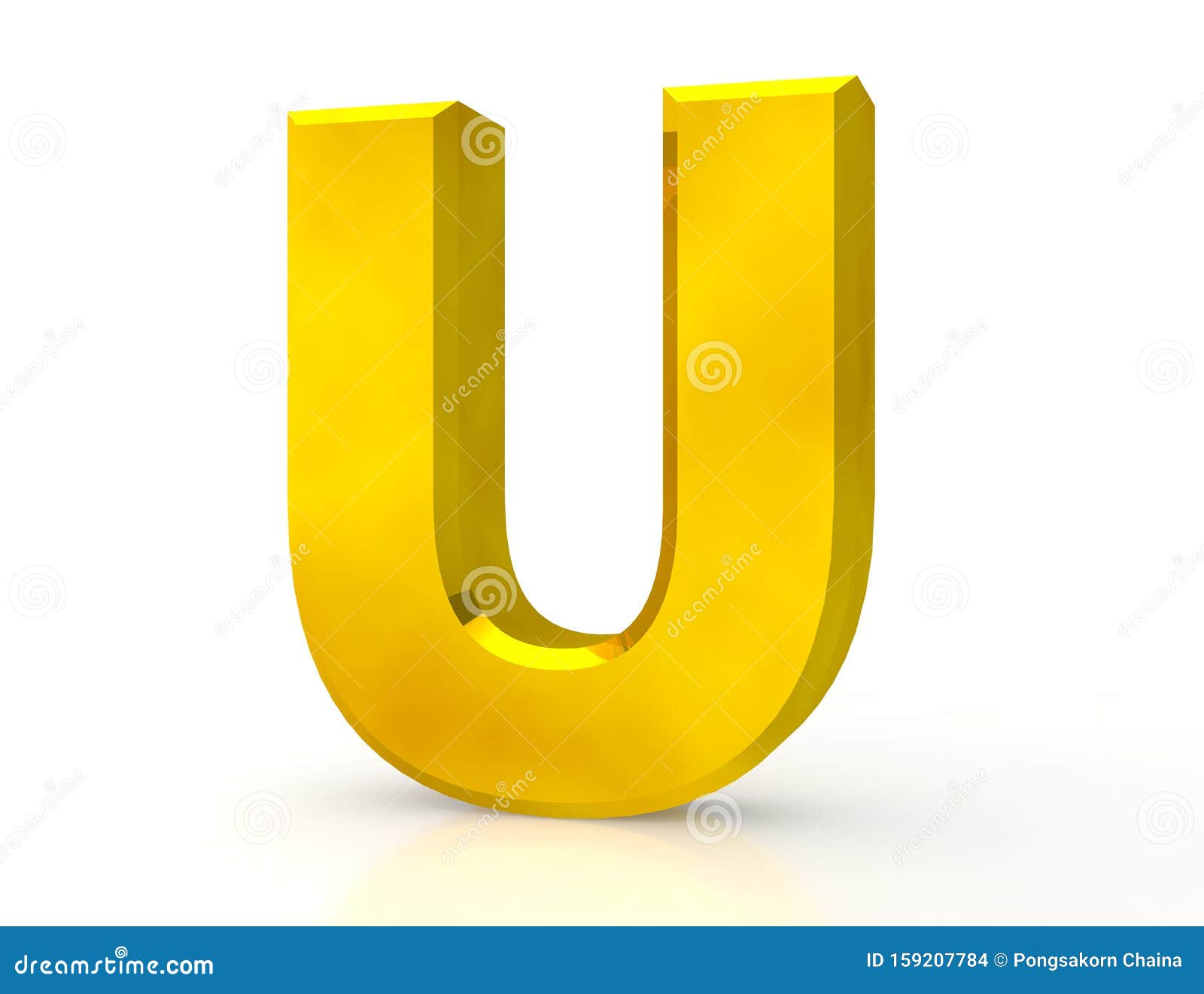 Letra Gold U Aislada En 3d De Fondo Blanco Stock de ilustración ...