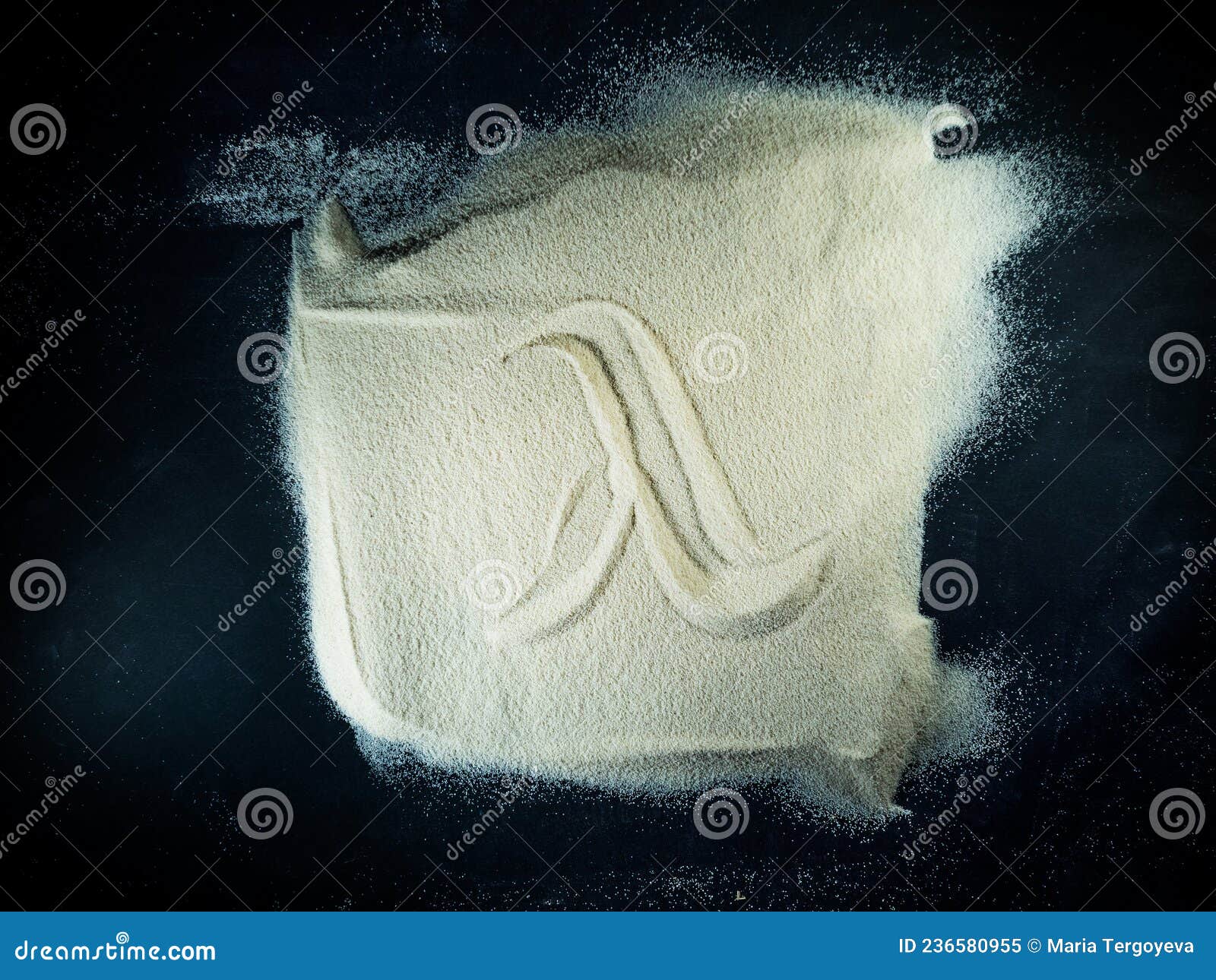 Letra Grega Lambda Escrita Na Areia Branca Com Fundo Preto Imagem de ...