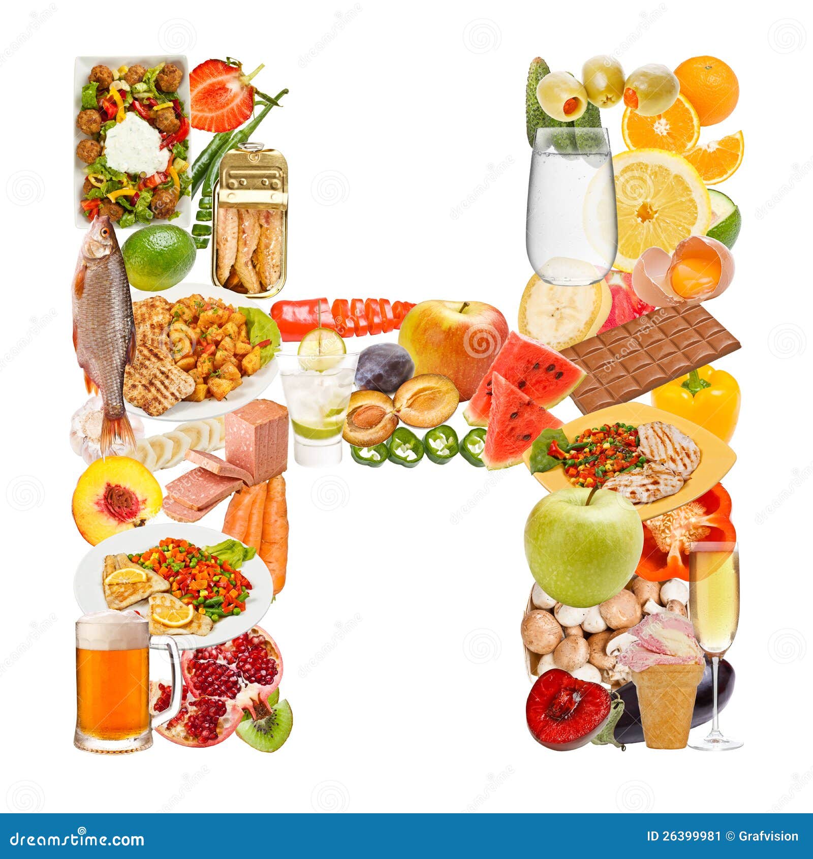 Letra H hecha de la comida imagen de archivo. Imagen de aguacate - 26399981