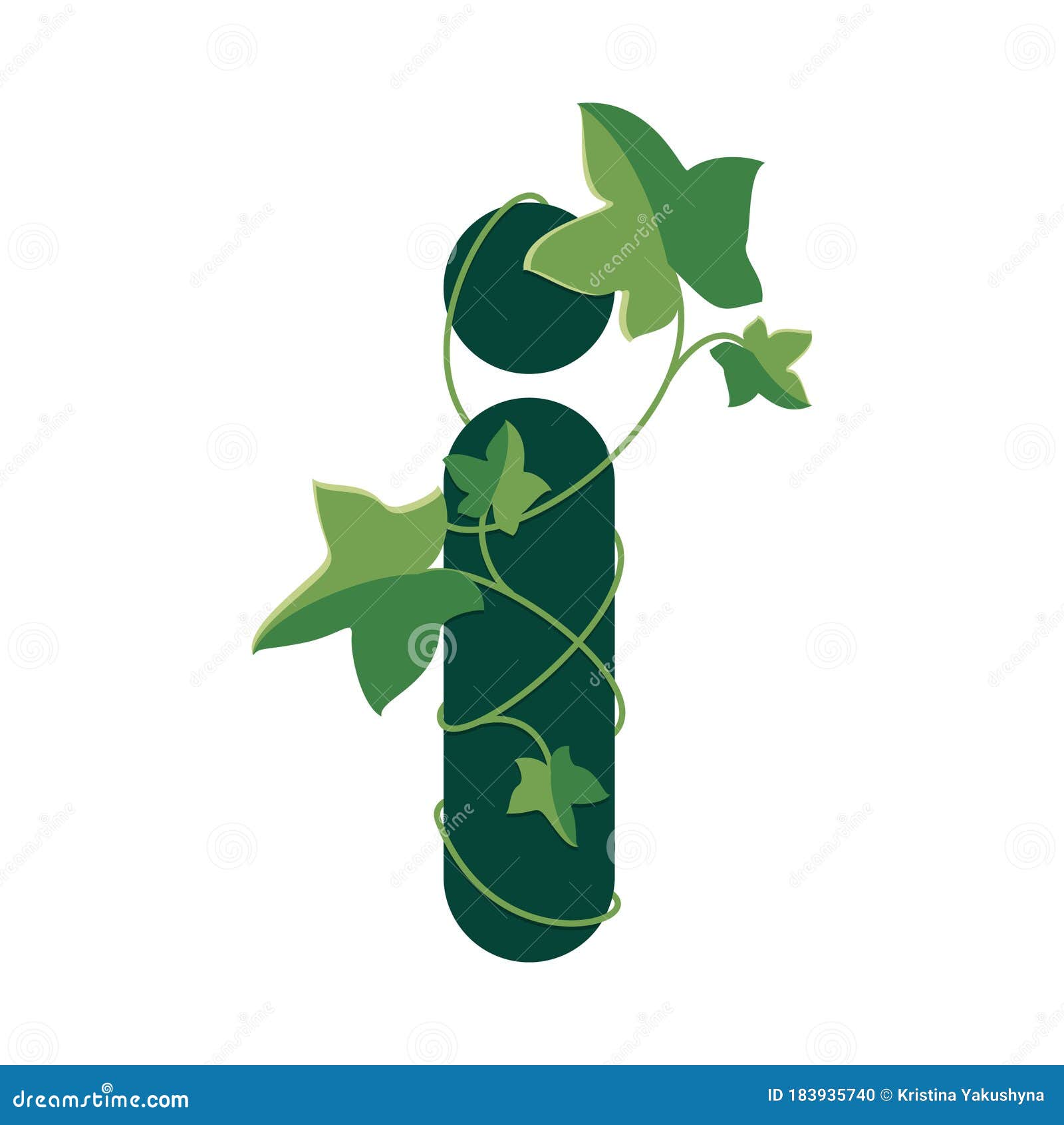 Letra I Con Hojas Verdes. Letra Verde Ilustración del Vector ...