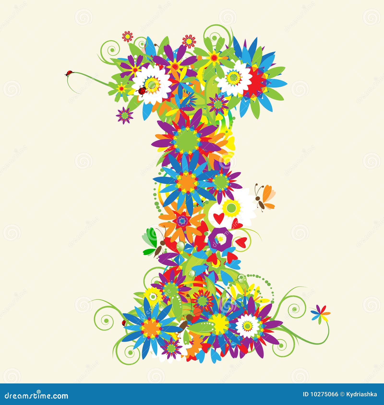 Letra I, diseño floral ilustración del vector. Ilustración de desfile ...