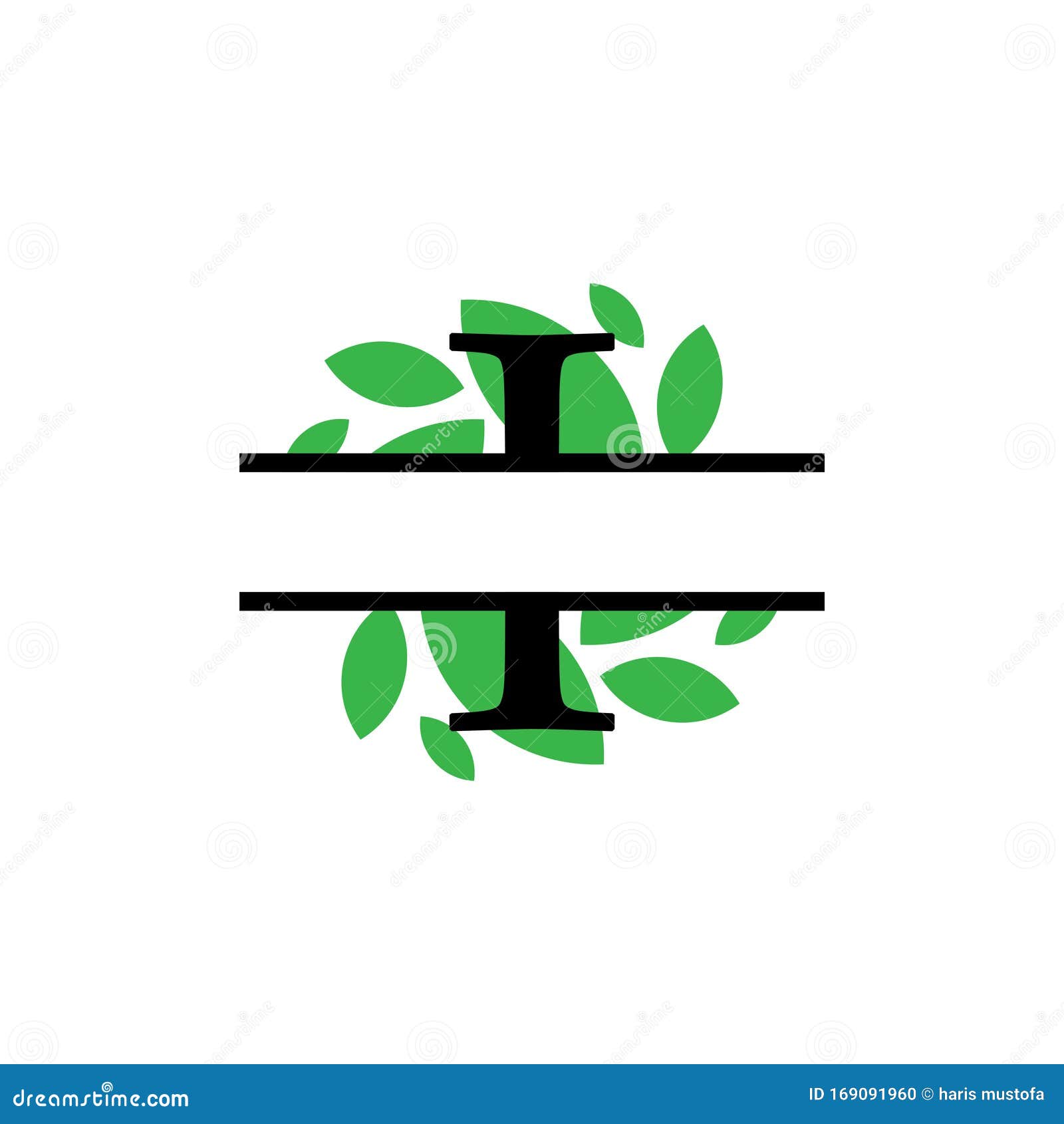 Letra Inicial I Verde Monogramo Dividida Vector Inicial Aislado ...