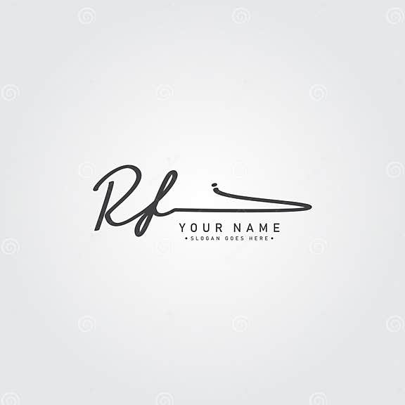 Letra Inicial Logotipo Rf Estilo Firma Manuscrita Logo Ilustración Del