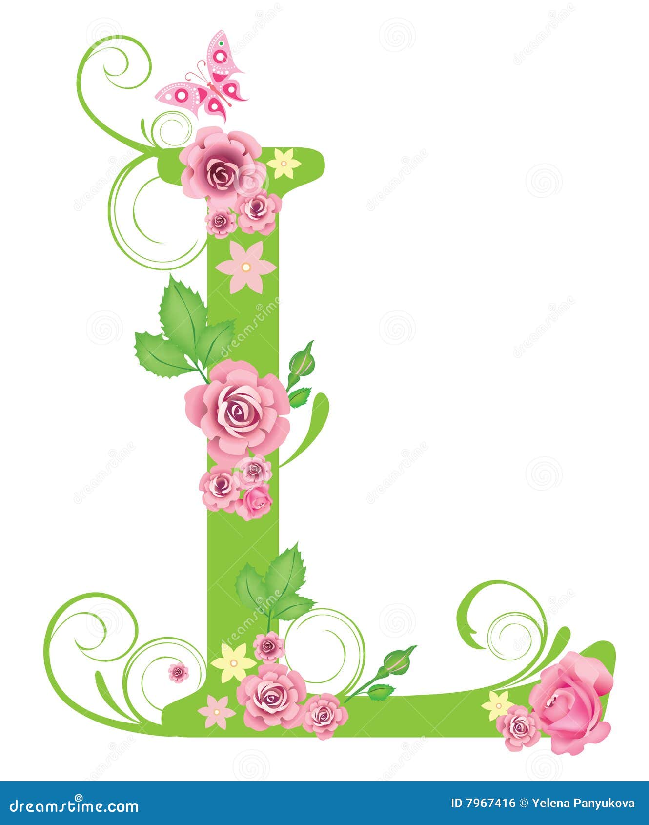 Letra L con las rosas ilustración del vector. Ilustración de flor - 7967416