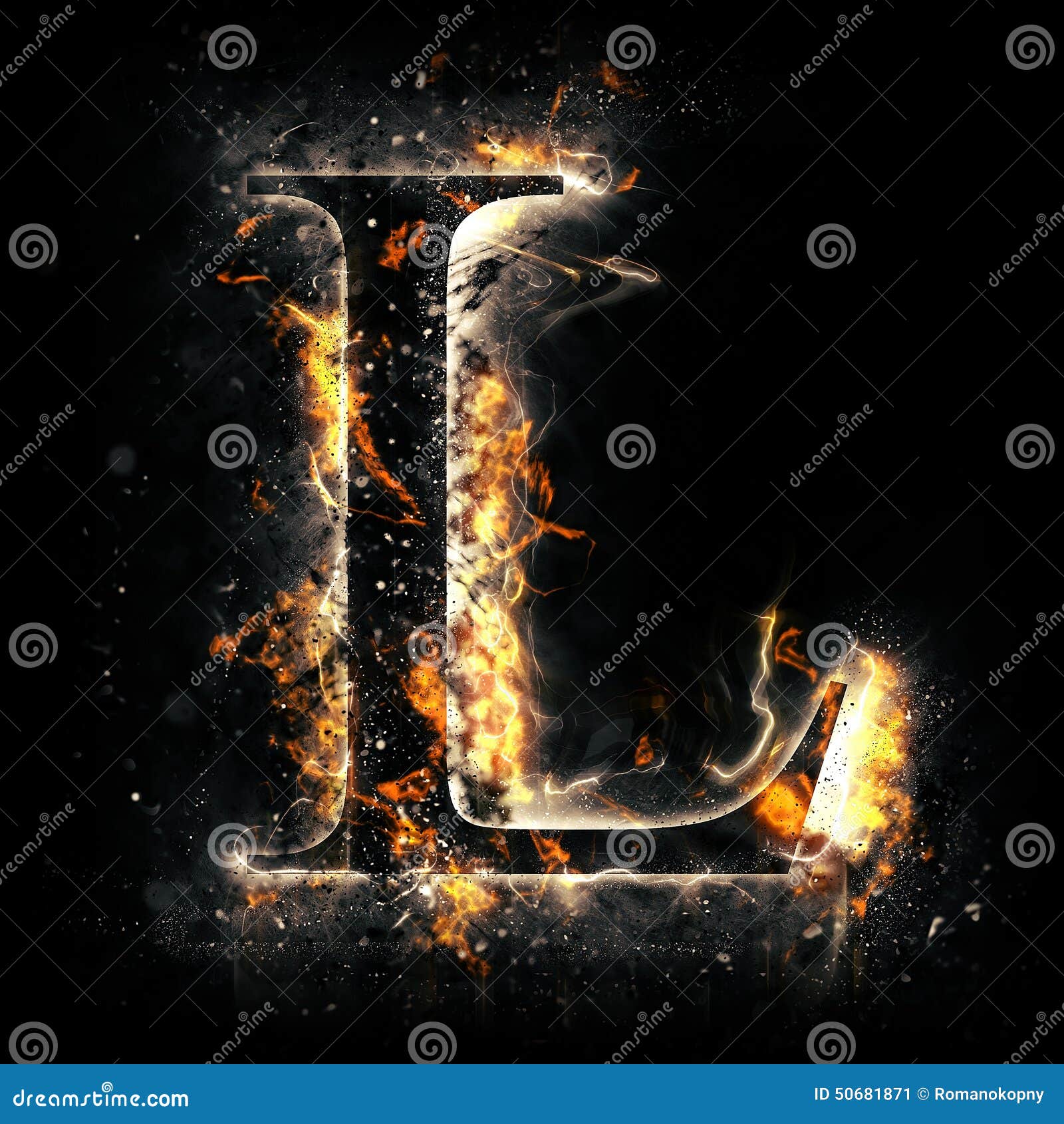 Letra L del fuego stock de ilustración. Ilustración de brillo - 50681871