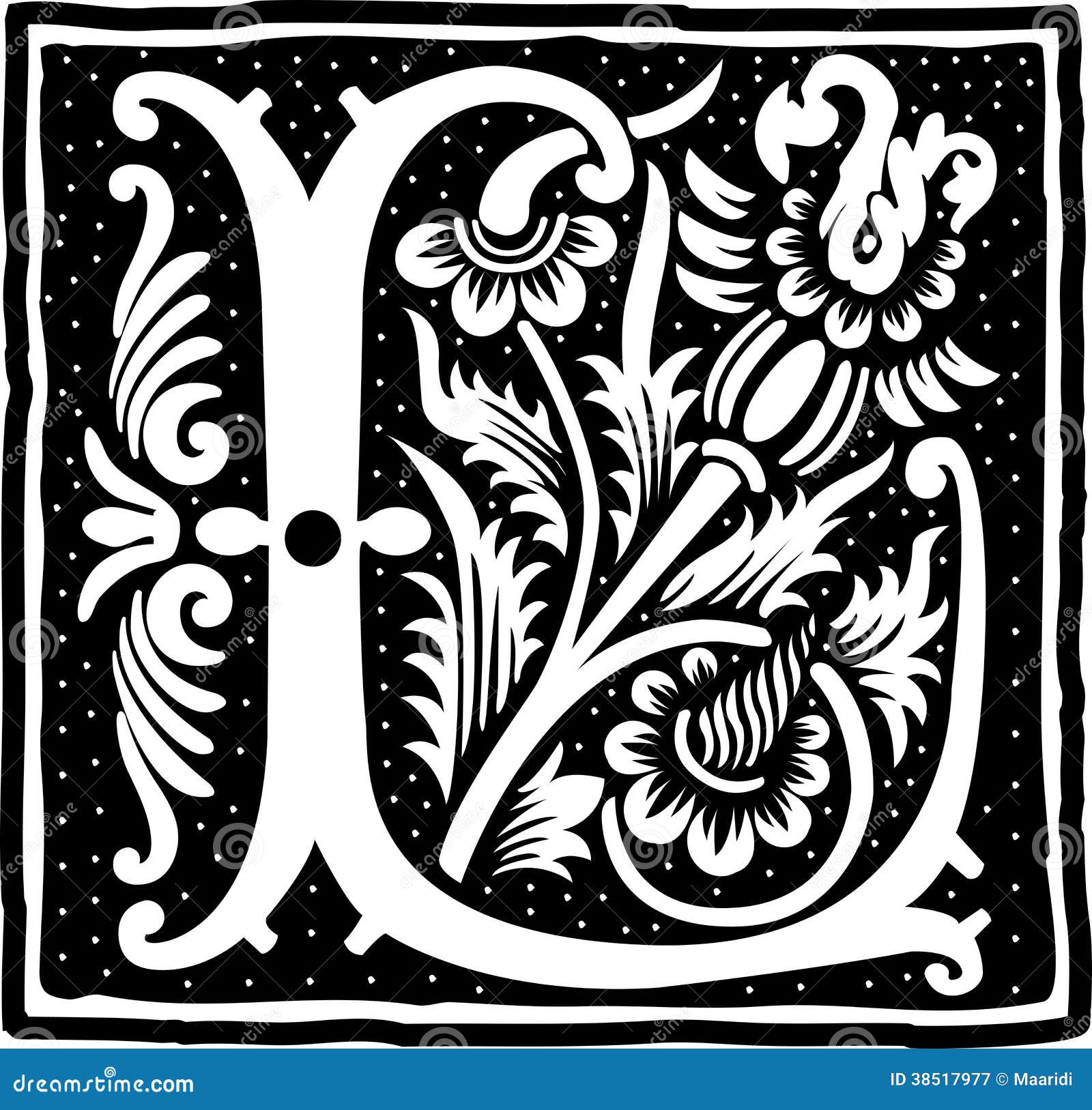 Letra L Do Vintage No Monochrome Ilustração do Vetor - Ilustração de ...