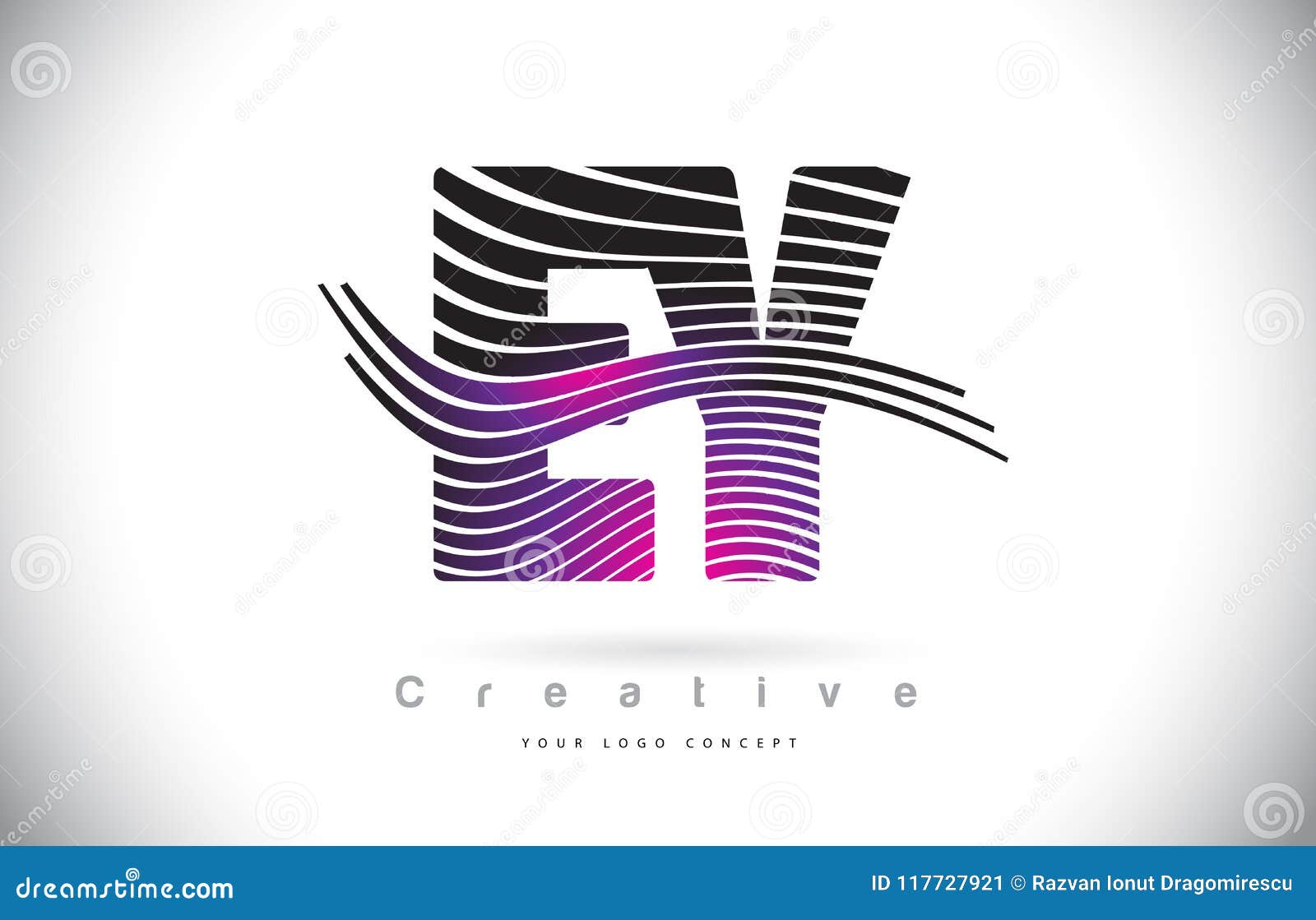 Letra Logo Design with Creative Lines De La Textura De La Cebra De EY E ...