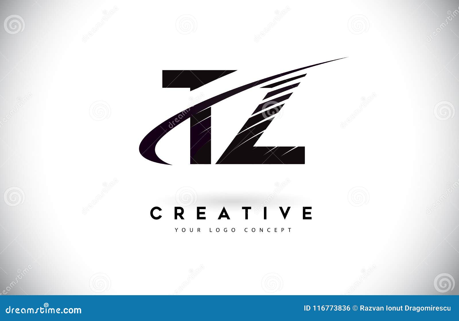 Letra Logo Design Da TZ T Z Com Swoosh E Linhas Pretas Ilustração do ...