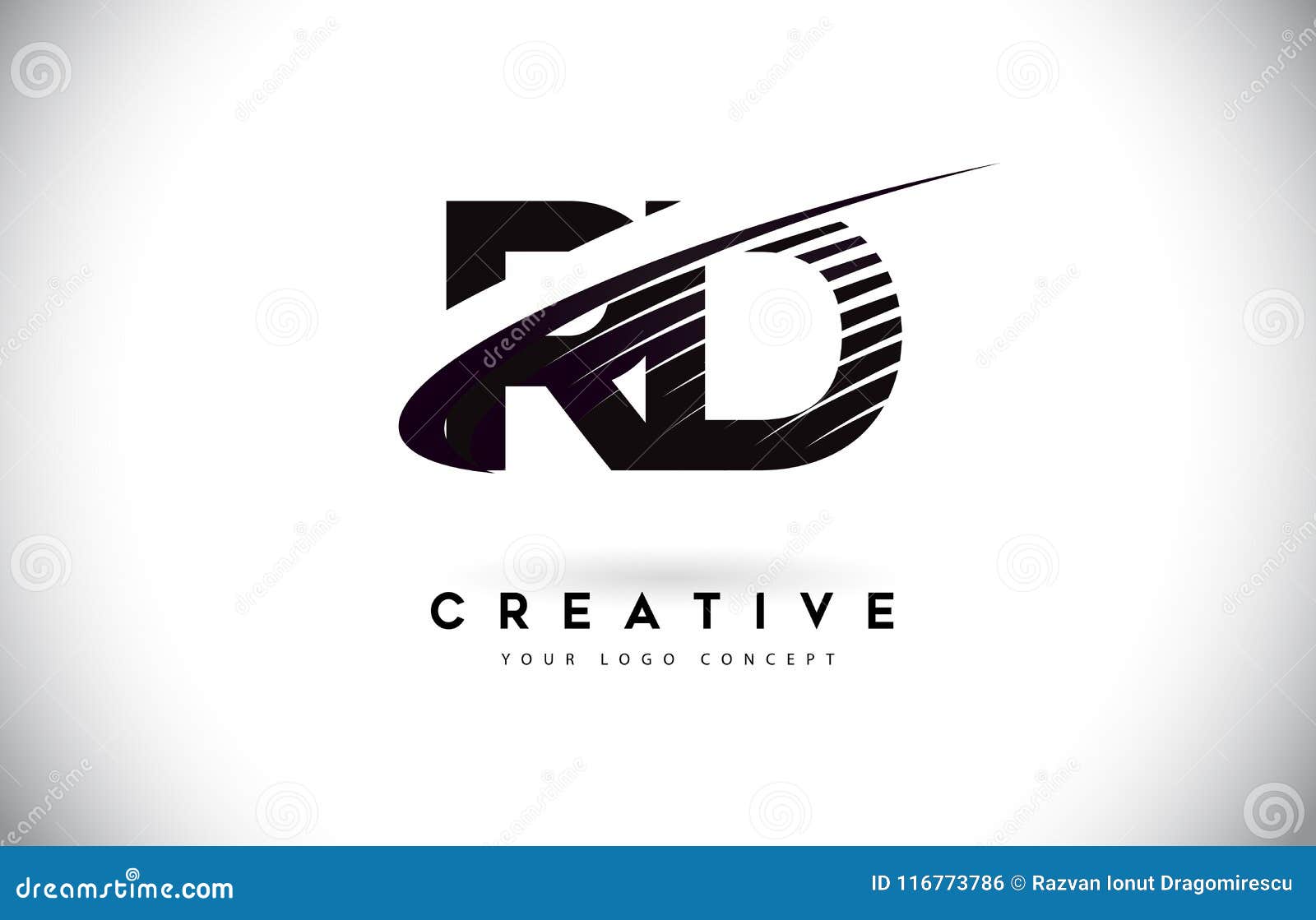 Letra Logo Design Do RD R D Com Swoosh E Linhas Pretas Ilustração do ...