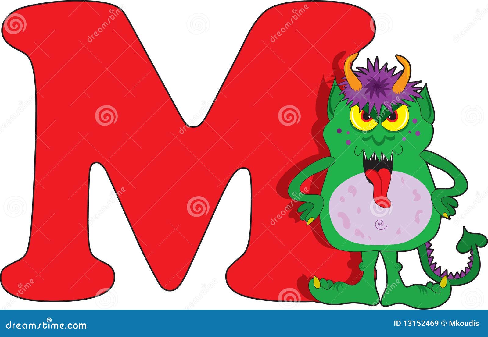 Letra M con un monstruo ilustración del vector. Ilustración de fuente ...