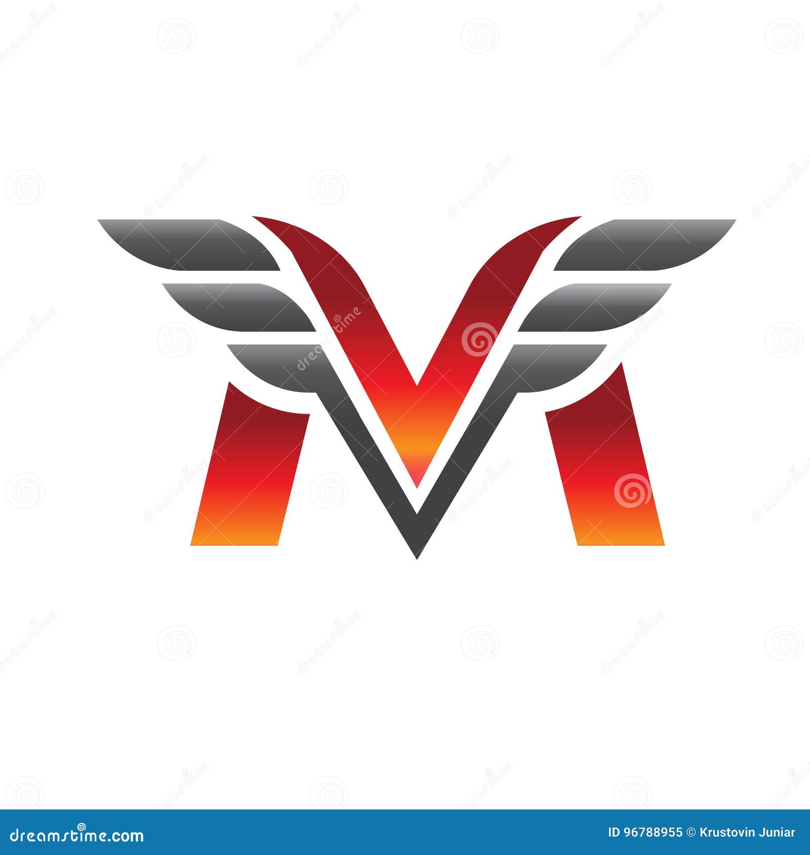 Letra M Con Vector Del Logotipo Del Ala Ilustración del Vector ...