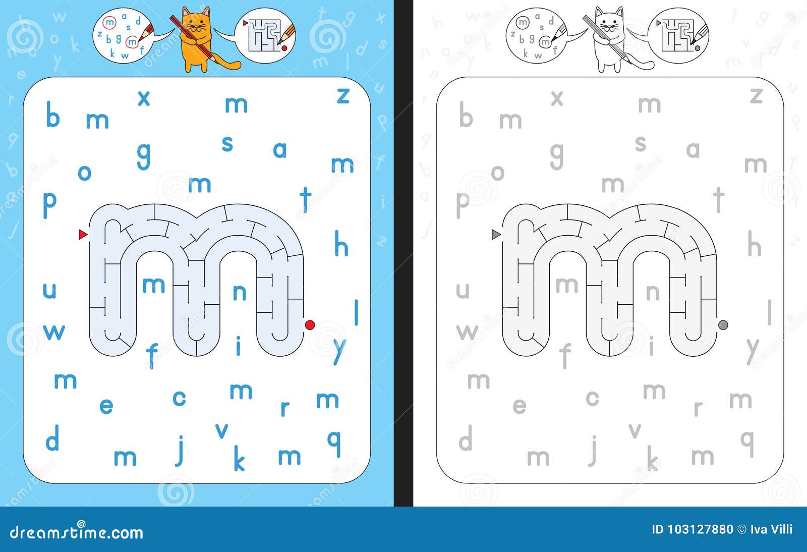 Letra M del laberinto ilustración del vector. Ilustración de color ...