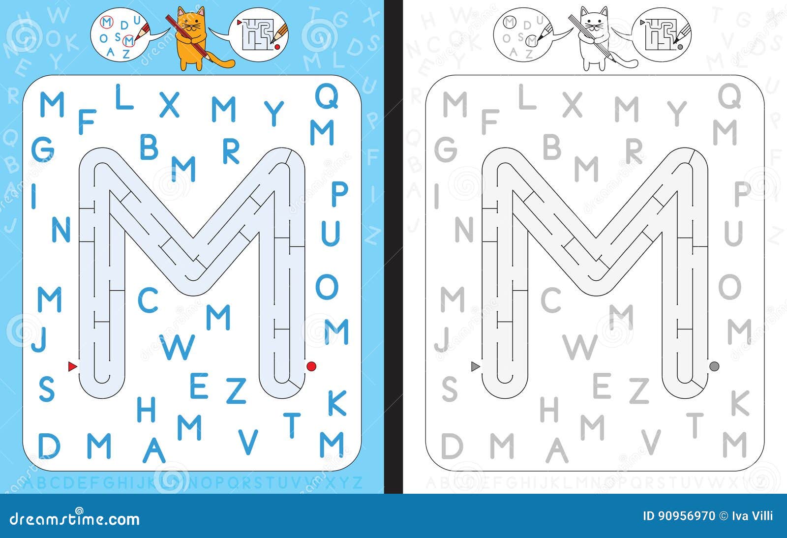 Letra M del laberinto ilustración del vector. Ilustración de blanco ...