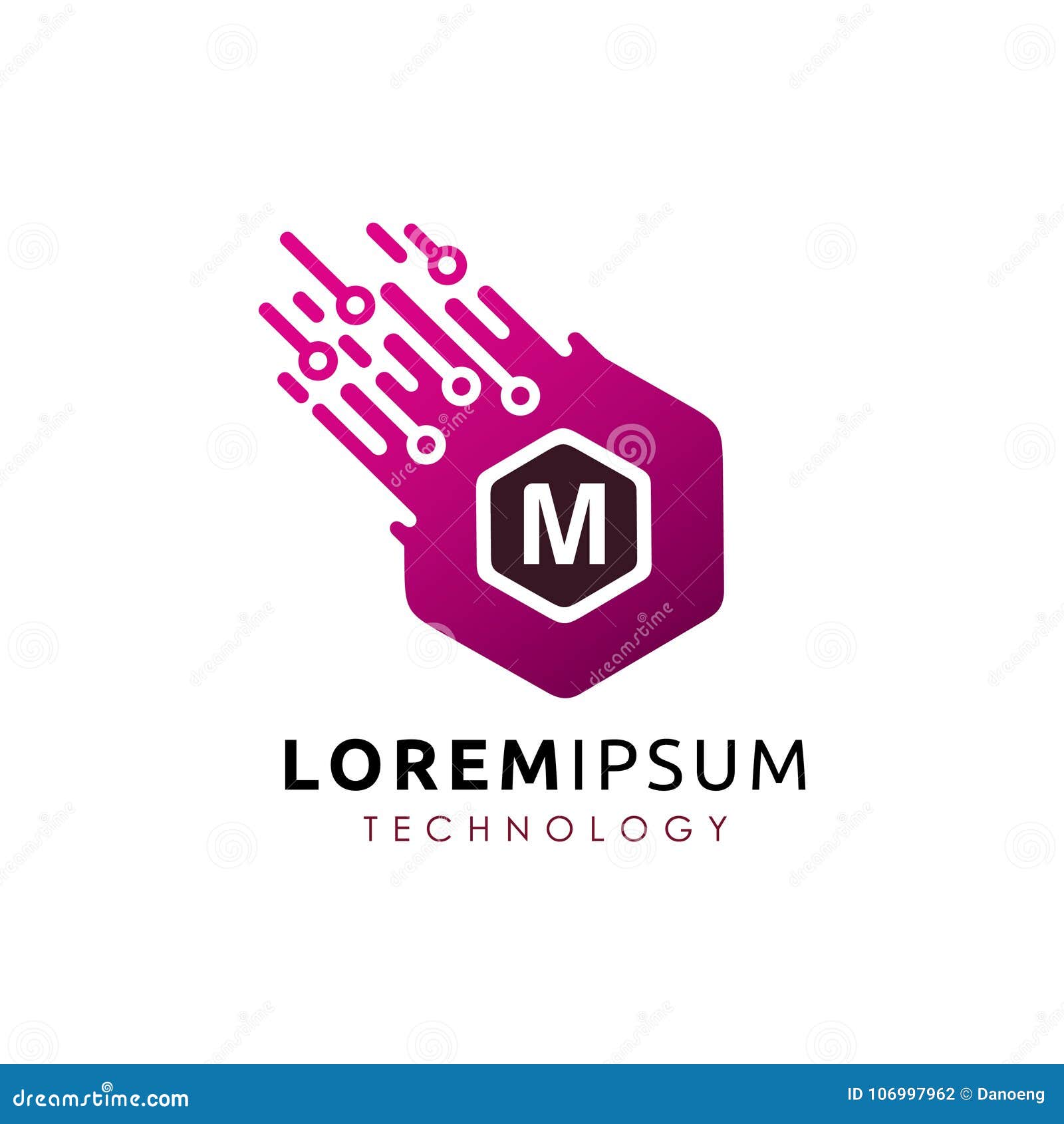 Letra M Hexa Tech Logo Vector Stock de ilustración - Ilustración de ...