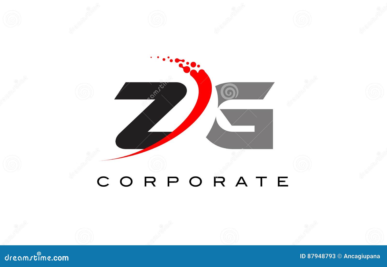 Letra Moderna Logo Design De ZG Con Swoosh Stock de ilustración ...