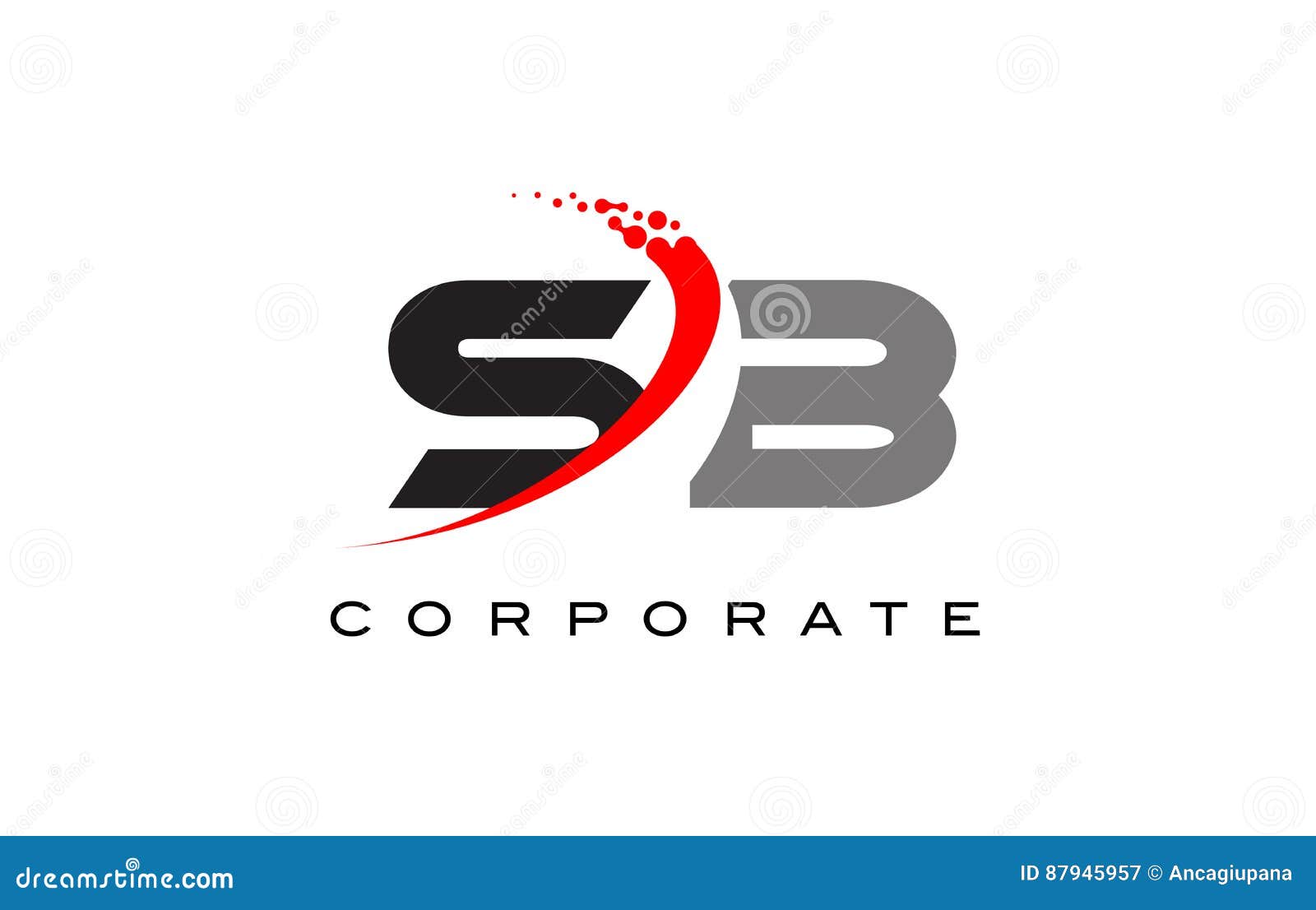 Letra Moderna Logo Design Del SB Con Swoosh Ilustración del Vector ...