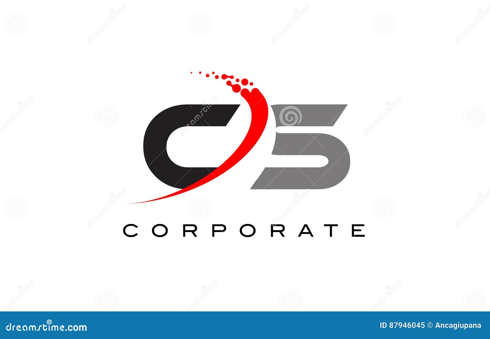 Letra Moderna Logo Design Do CS Com Swoosh Ilustração do Vetor ...