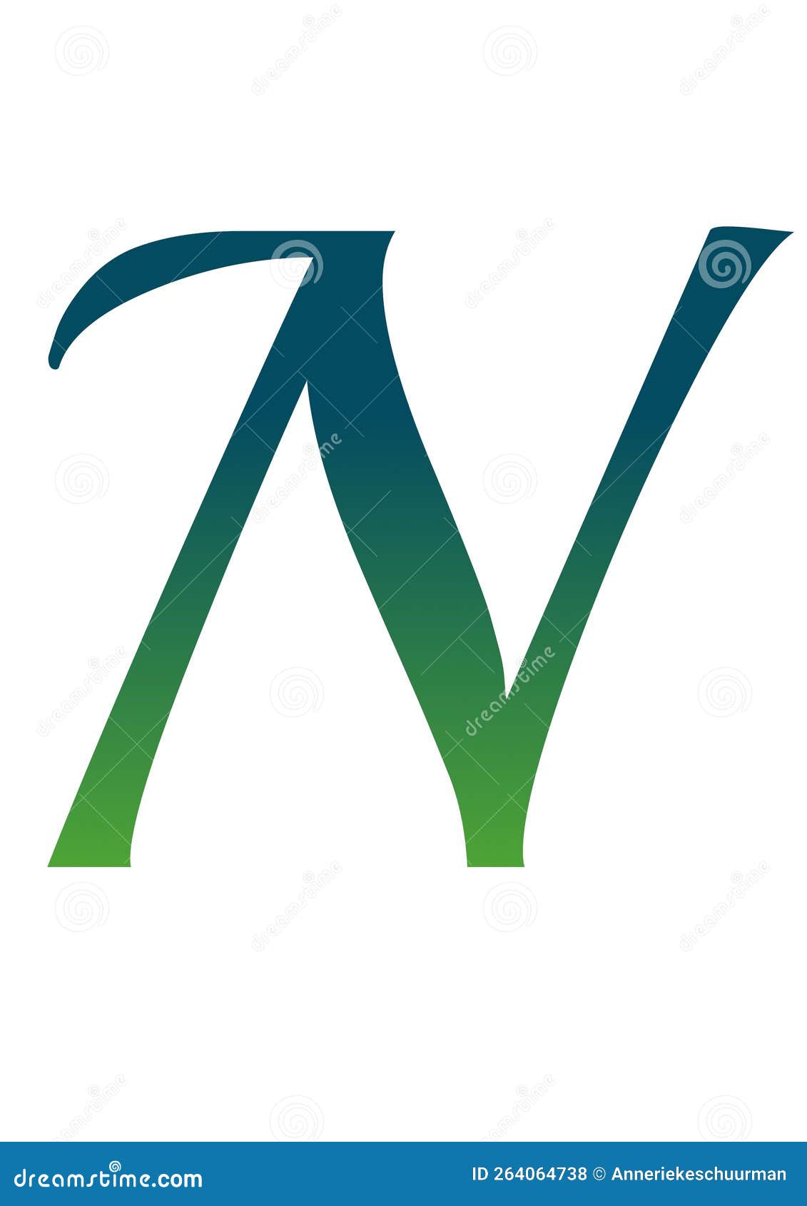 Letra N Do Alfabeto Com Gradiente Verde E Azul Ilustração Stock ...