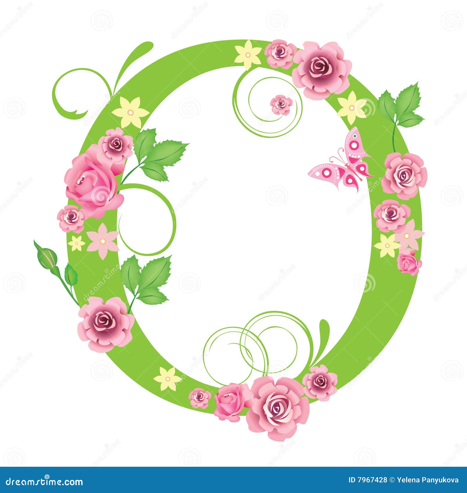 Letra O con las rosas ilustración del vector. Ilustración de tipo - 7967428