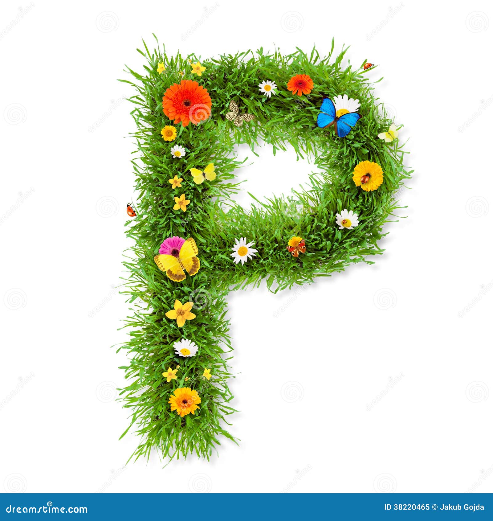 Letra P de la primavera stock de ilustración. Ilustración de objetos ...