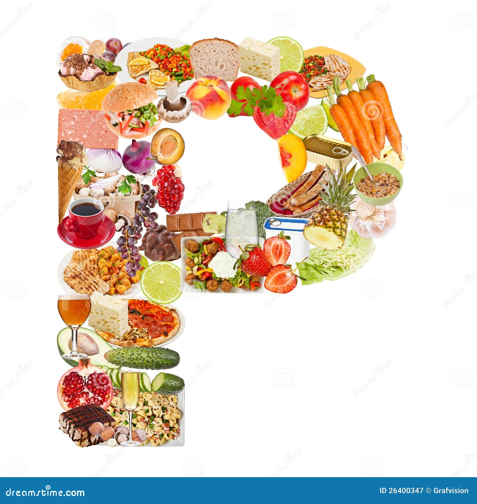 Letra P hecha de la comida imagen de archivo. Imagen de zanahoria ...