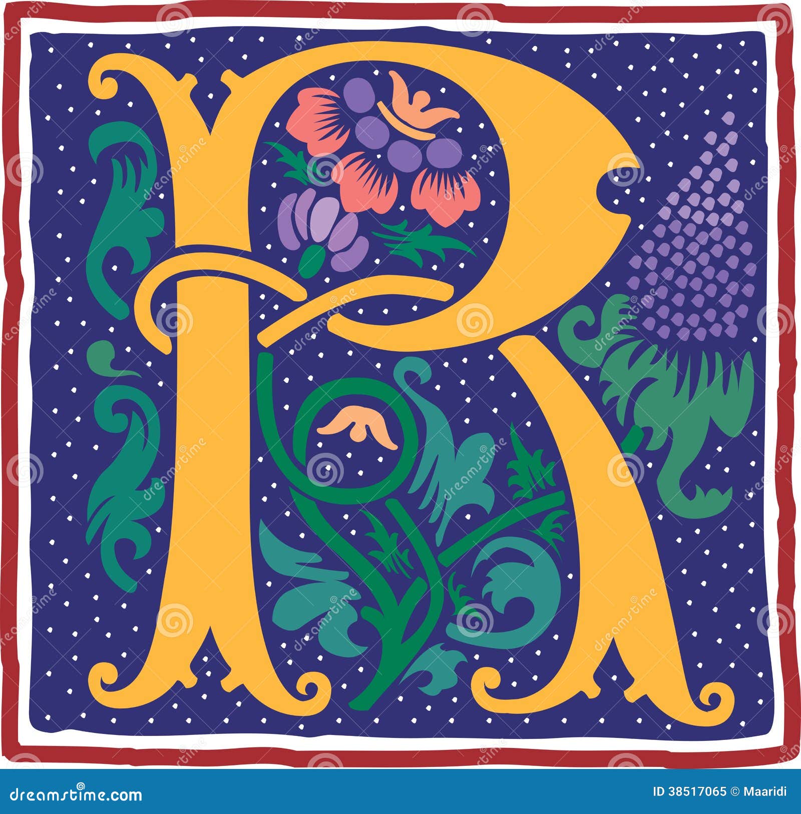 Letra R Del Vintage En Color Ilustración del Vector - Ilustración de ...