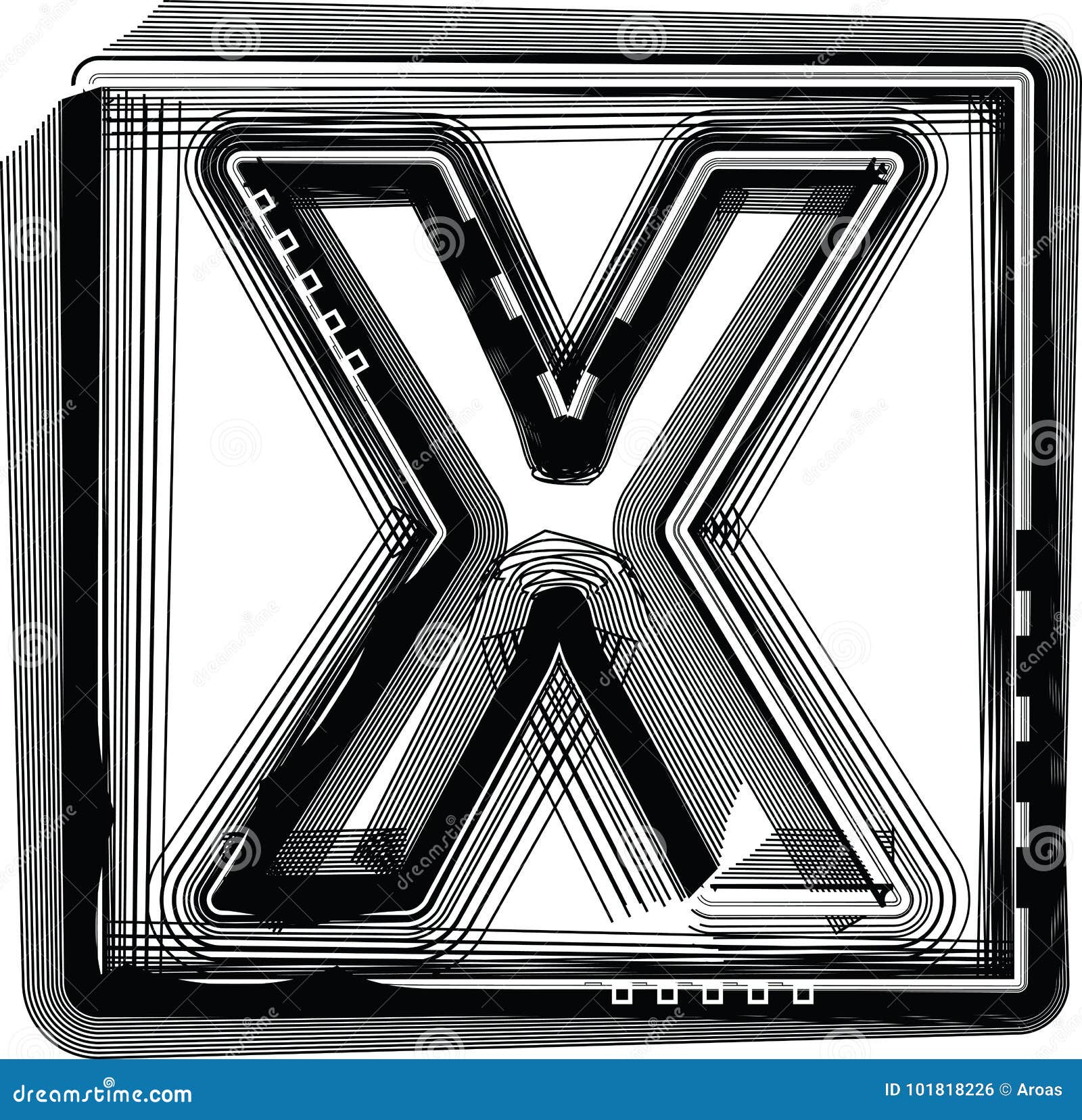 Letra Rayada X De La Fuente Ilustración del Vector - Ilustración de ...