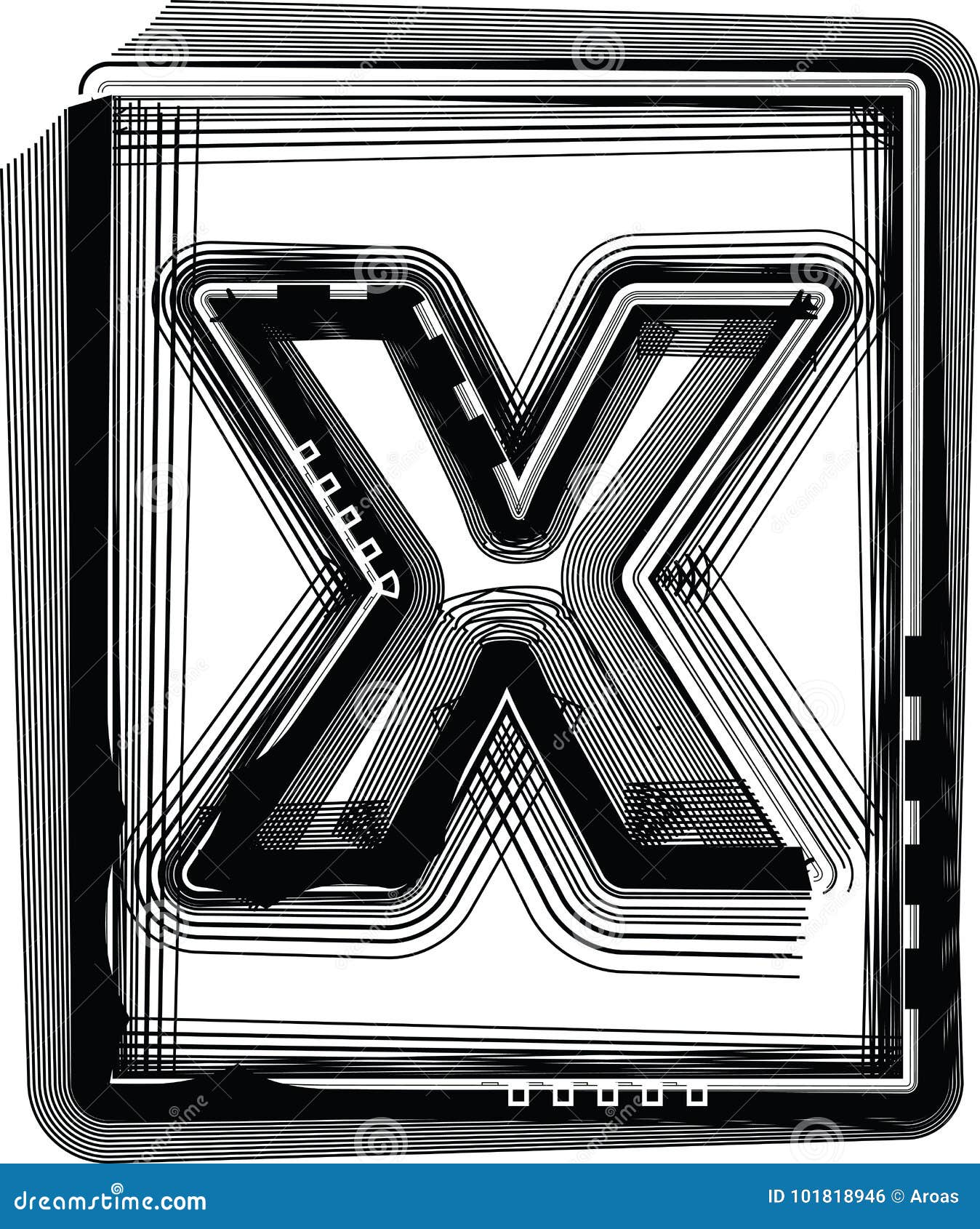 Letra Rayada X De La Fuente Ilustración del Vector - Ilustración de ...