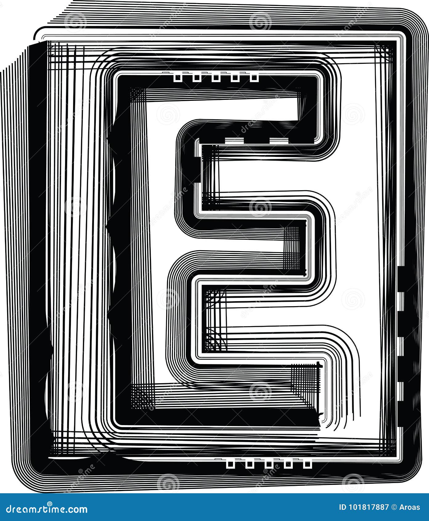 Letra Rayada E De La Fuente Ilustración del Vector - Ilustración de ...