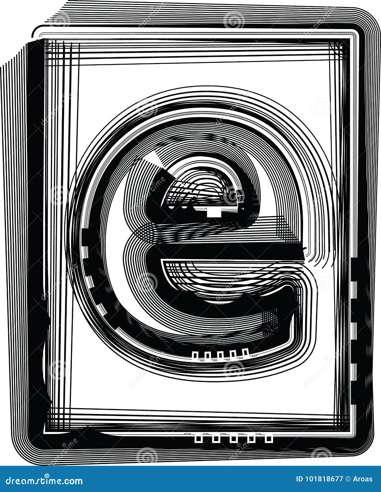 Letra Rayada E De La Fuente Ilustración del Vector - Ilustración de ...