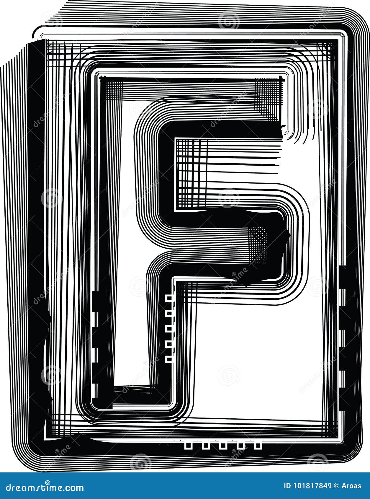 Letra Rayada F De La Fuente Ilustración del Vector - Ilustración de ...