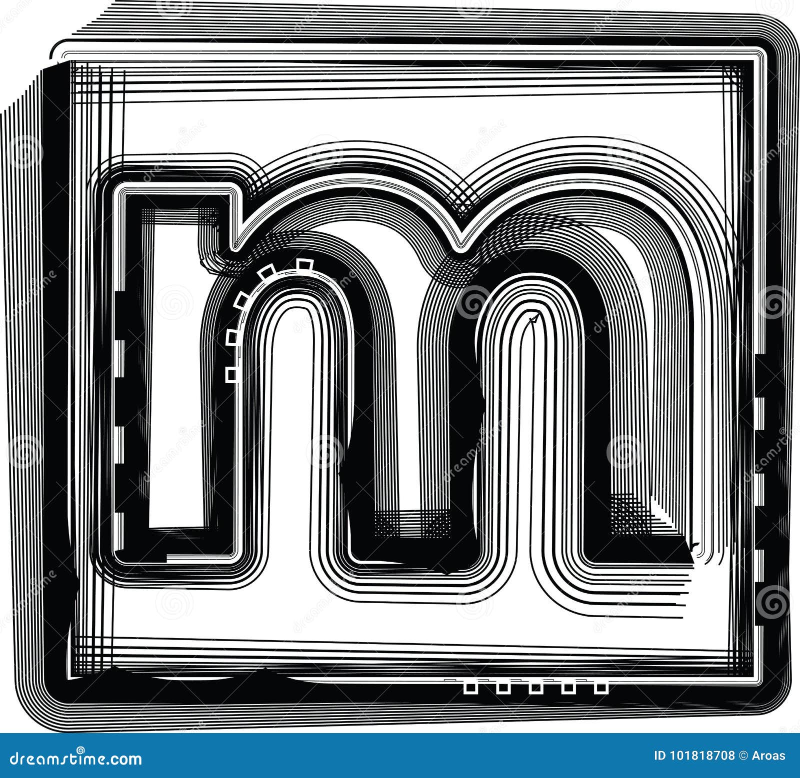 Letra Rayada M De La Fuente Ilustración del Vector - Ilustración de ...