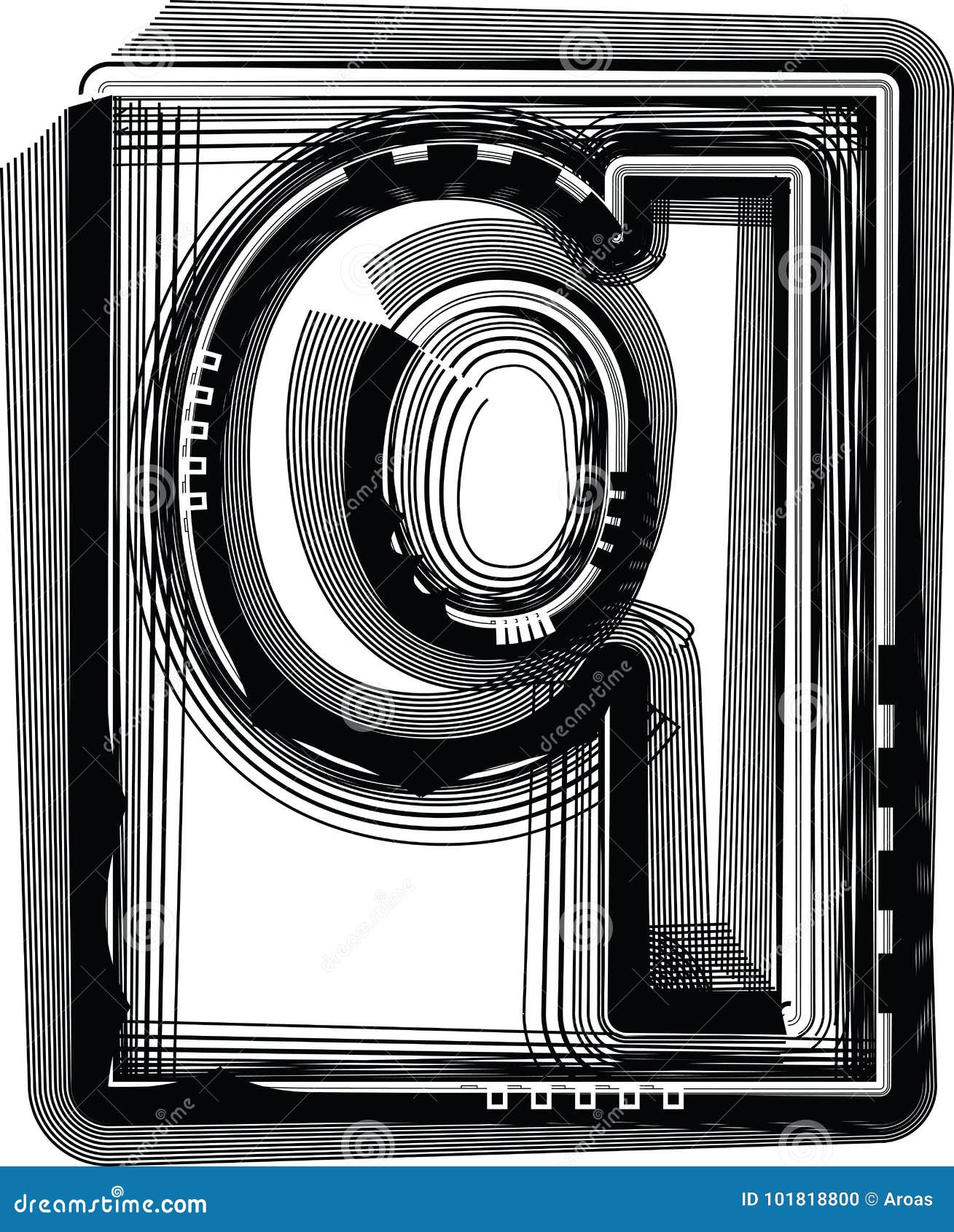 Letra Rayada Q De La Fuente Ilustración del Vector - Ilustración de ...