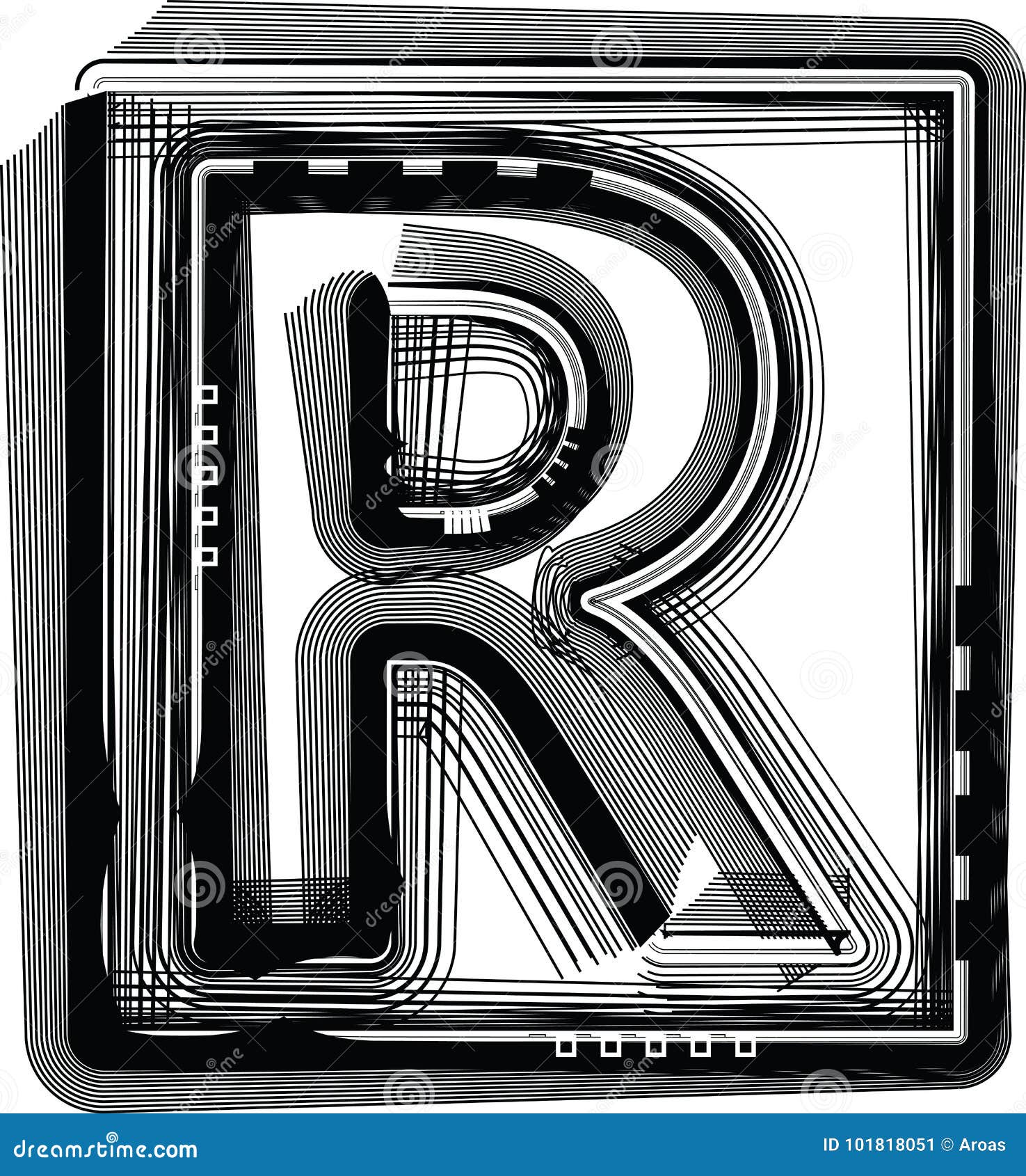 Letra Rayada R De La Fuente Ilustración del Vector - Ilustración de ...