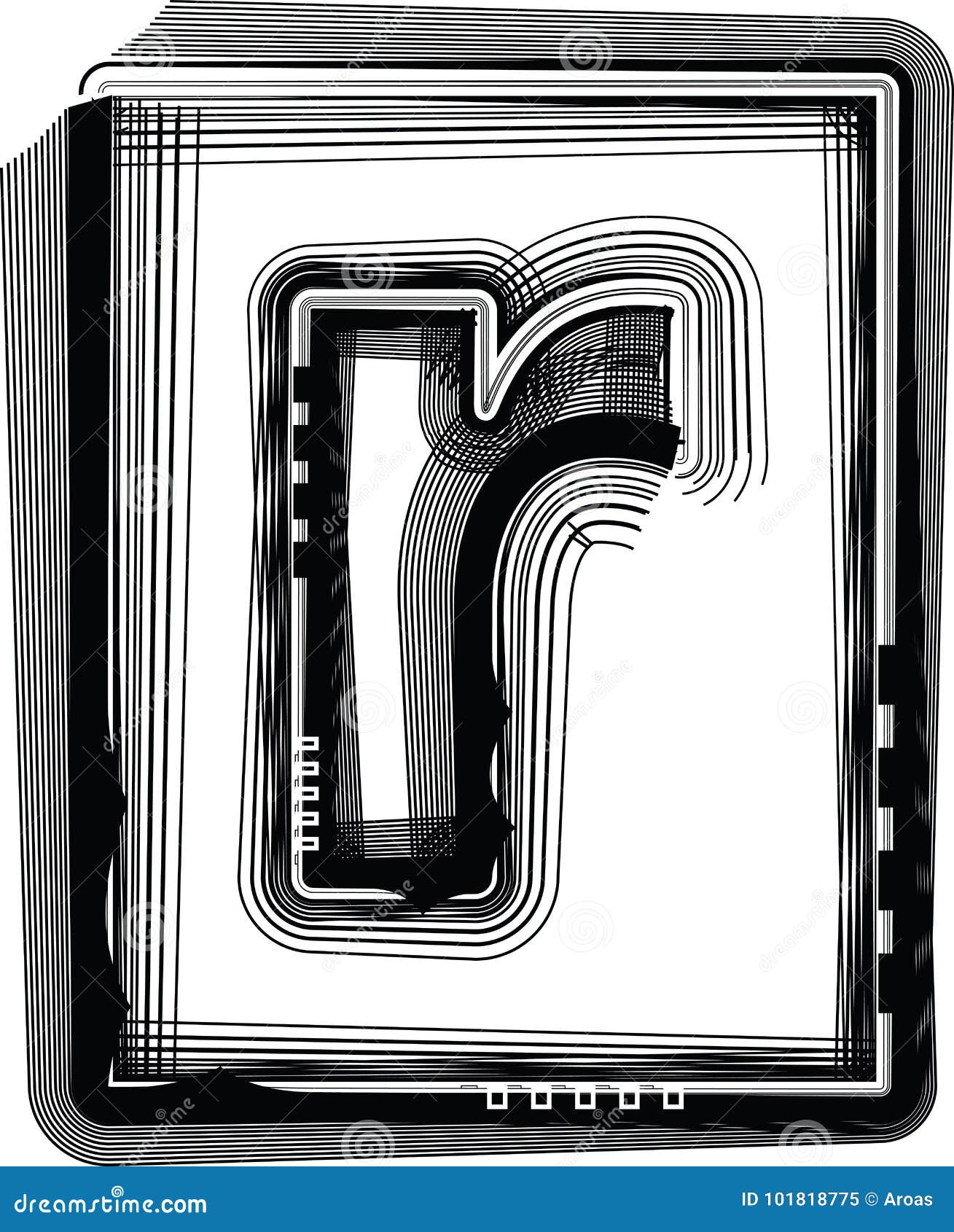 Letra Rayada R De La Fuente Ilustración del Vector - Ilustración de ...