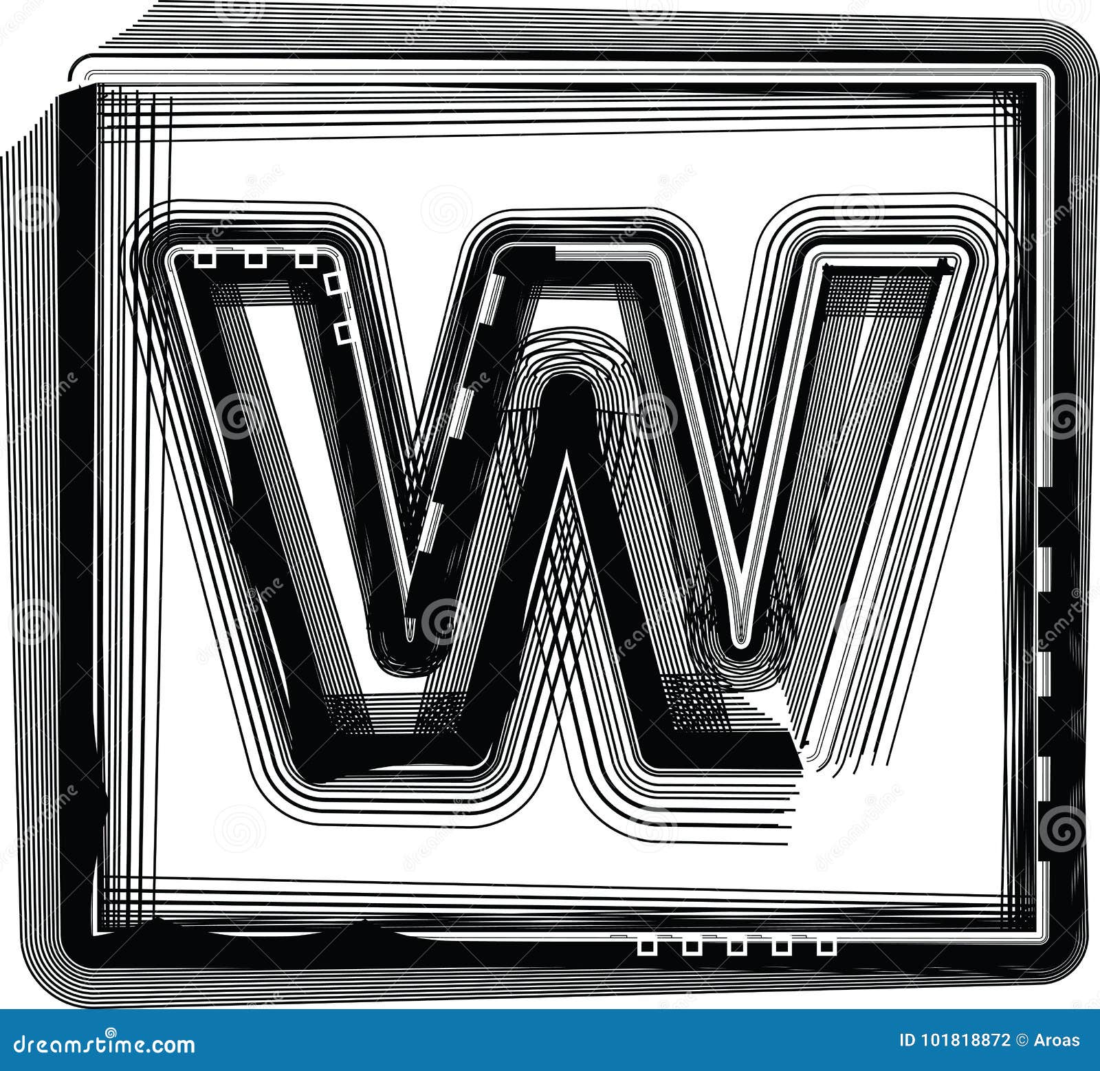 Letra Rayada W De La Fuente Ilustración del Vector - Ilustración de ...