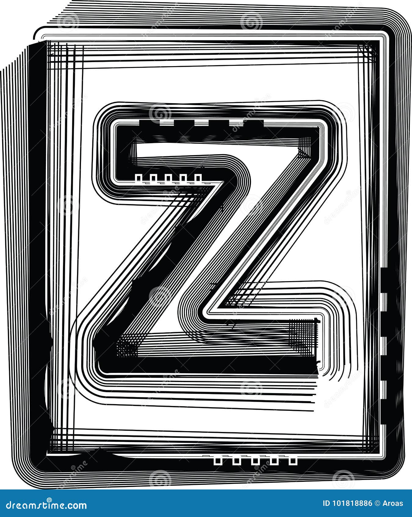 Letra Rayada Z De La Fuente Ilustración del Vector - Ilustración de ...