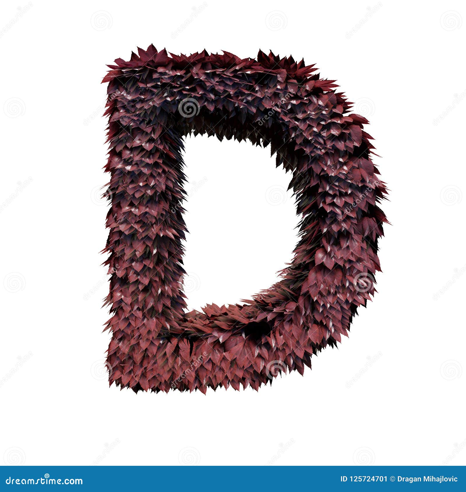 Letra Rojo Oscuro D Del Follaje Stock de ilustración - Ilustración de ...