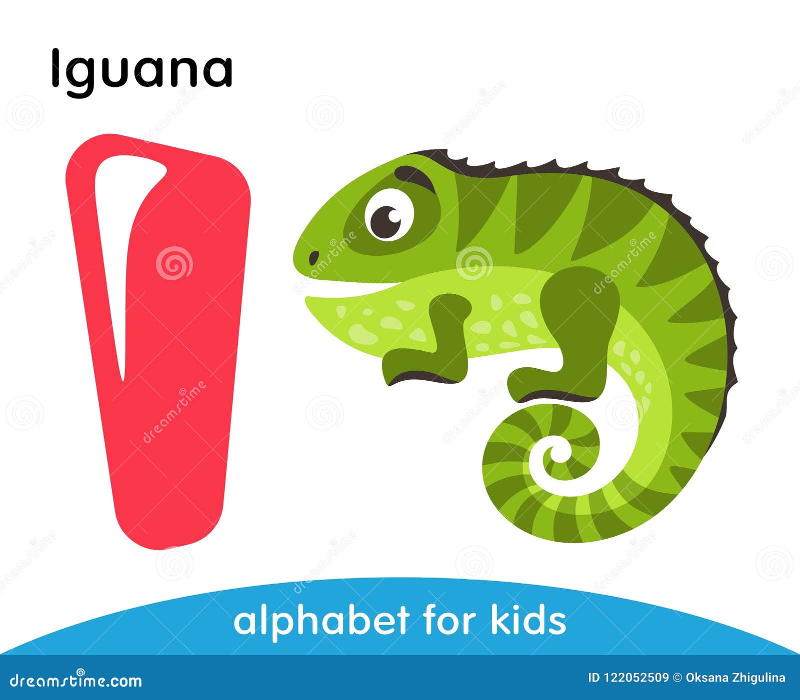Letra Rosada I Y Iguana Verde Stock de ilustración - Ilustración de ...