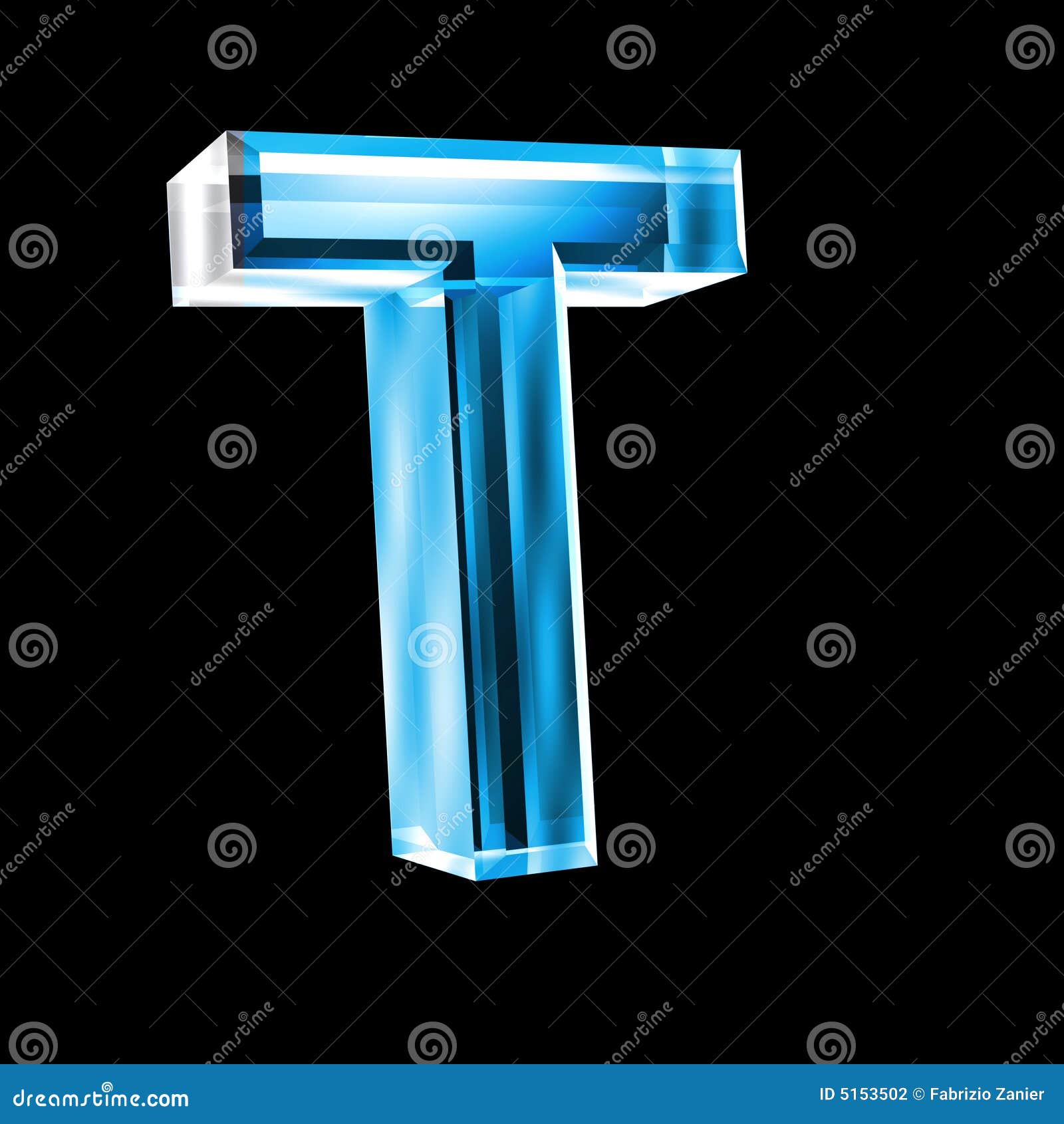 Letra T En El Vidrio Azul 3D Stock de ilustración - Ilustración de ...