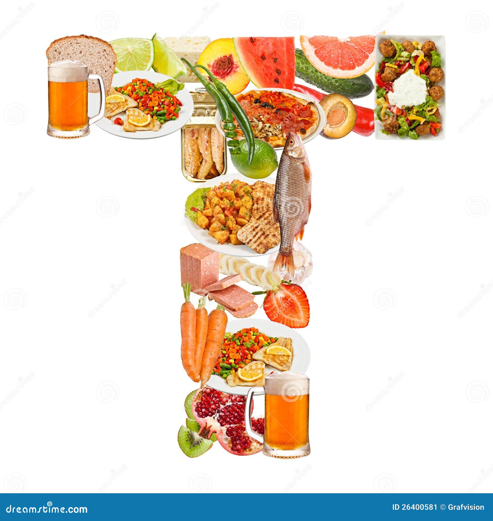 Letra T hecha del alimento imagen de archivo. Imagen de aislado - 26400581