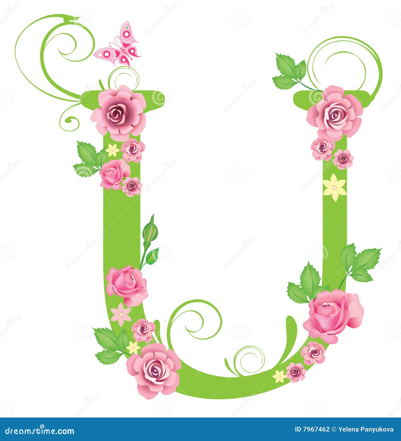 Letra U com rosas ilustração do vetor. Ilustração de texto - 7967462