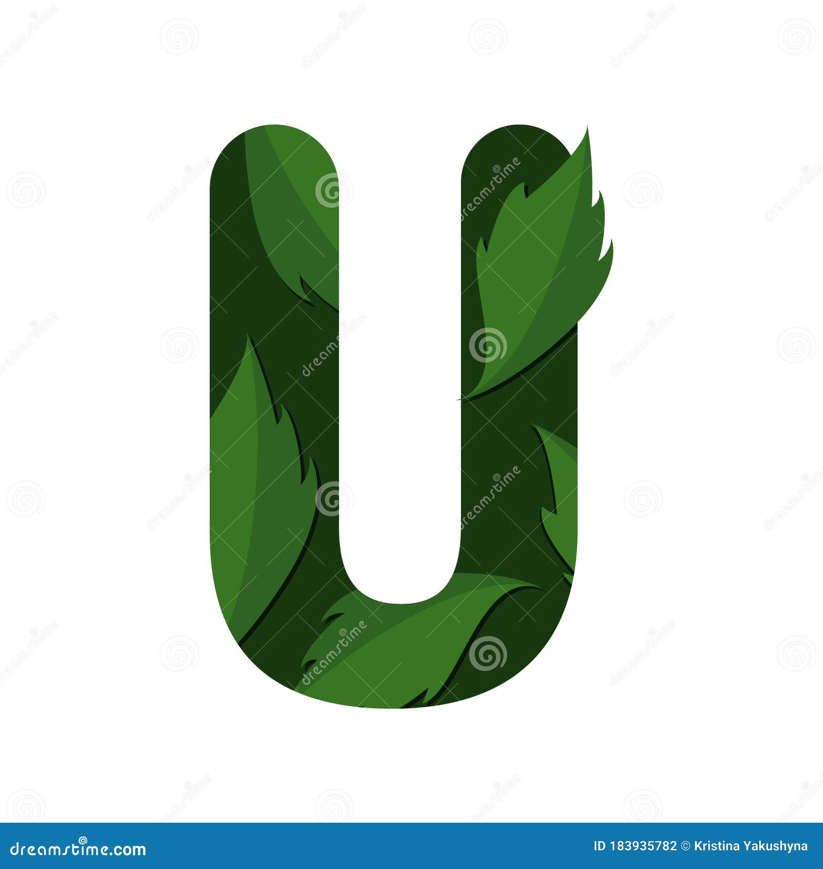 Letra U Con Hojas Verdes. Letra Verde Ilustración del Vector ...