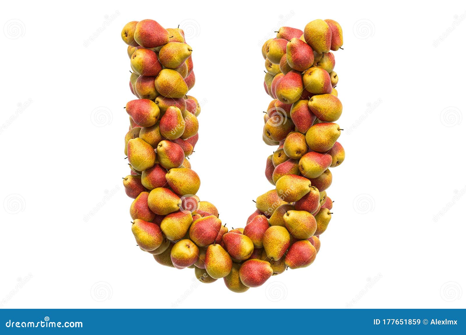 Letra U De Peras 3d Representación Stock de ilustración - Ilustración ...