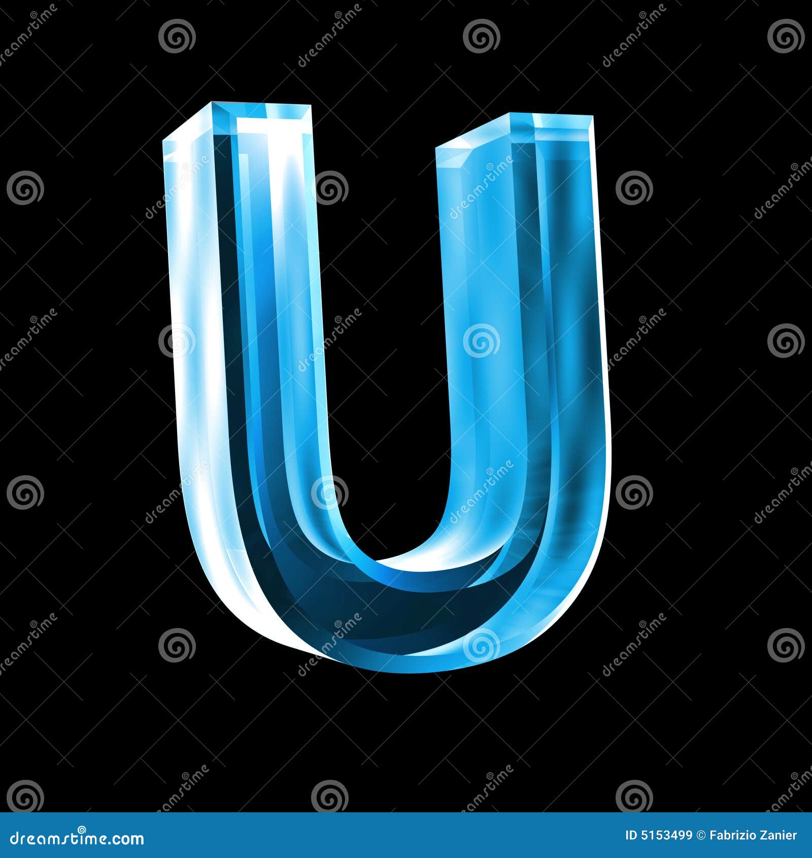 Letra U En El Vidrio Azul 3D Stock de ilustración - Ilustración de ...